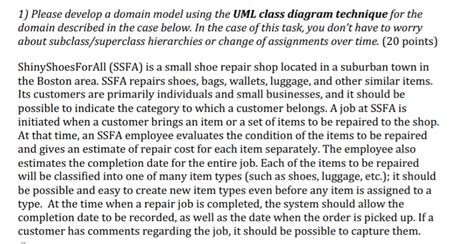 Solved Please Develop A Domain Model Using The UML Class Chegg