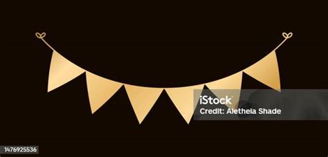 황금 깃발 화환 축제 생일 크리스마스 파티 축 하 매달려 멧새 화환 벡터 일러스트 레이 션 갈란드 장식품에 대한 스톡 벡터 아트 및 기타 이미지 Istock