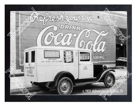 Historic Coca Cola 1931 Delivery Truck El Paso Tx Advertising Postcard