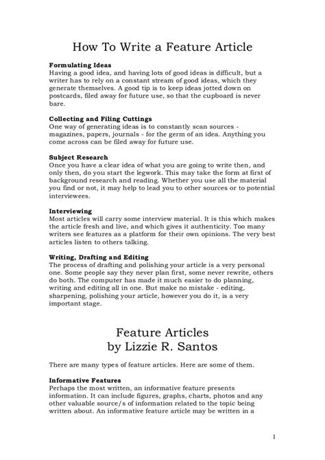 How To Write A Feature Article