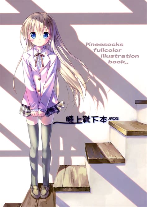 1girl Absurdres Artbook Blacklegwear Blazer Blondehair Blueeyes