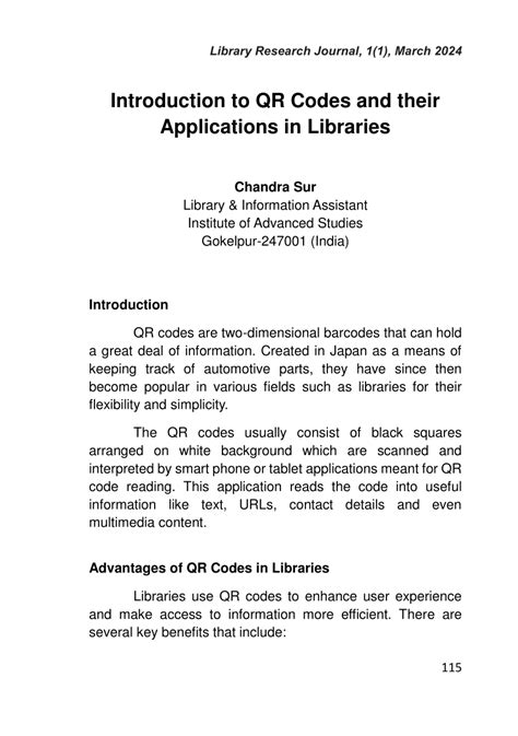 PDF Introduction To QR Codes And Their Applications In Libraries