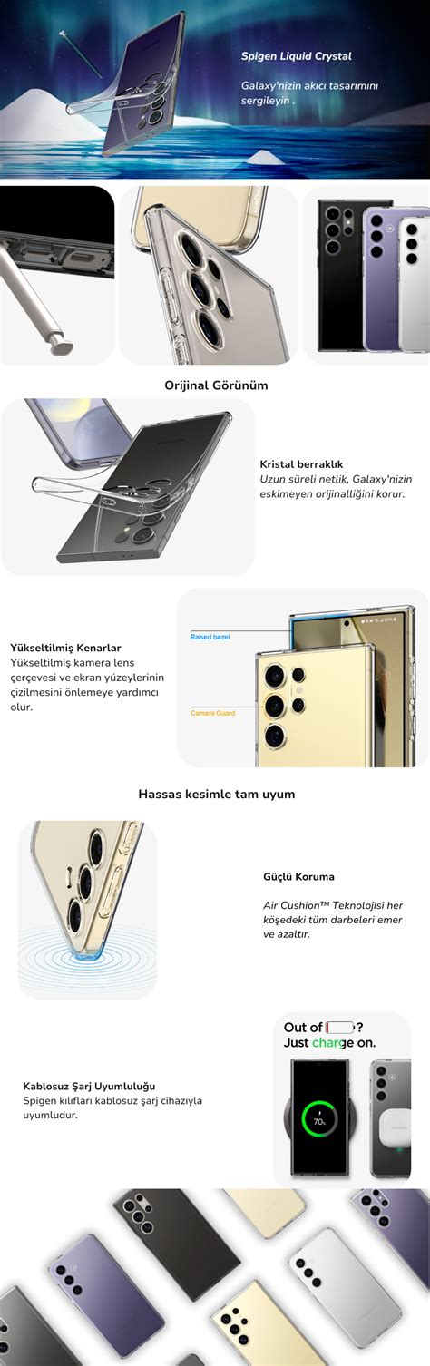 Galaxy S24 Ultra Kılıf Spigen Liquid Crystal 4 Tarafı Tam Koruma Spigen