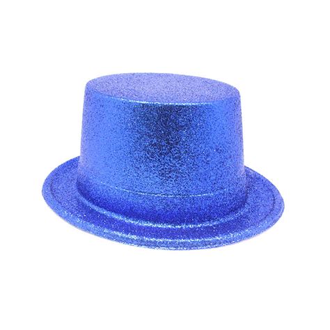 Plastic Glitter Top Hat Blue Sydney Costume Shop
