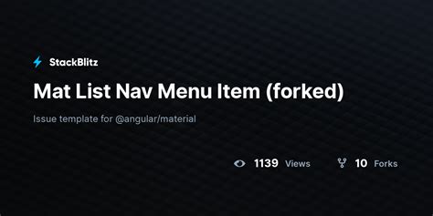 Mat List Nav Menu Item Forked StackBlitz