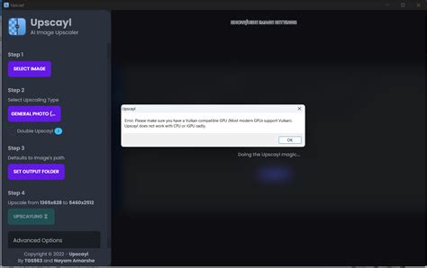 Upscayl Gives An Error Saying Unfortunately We Do Not Support Cpu