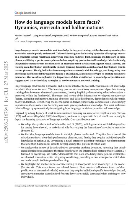 Pdf How Do Language Models Learn Facts Dynamics Curricula And Hallucinations