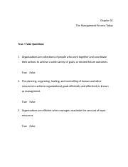 Chap001 Docx Chapter 01 The Management Process Today True False
