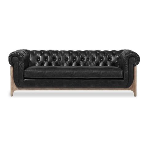 Canora Grey Aiko 90 Genuine Leather Rolled Arm Chesterfield Sofa