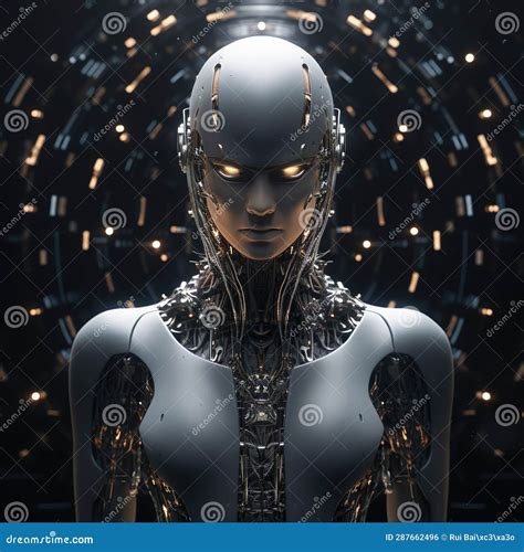 Cybernetic Futuristic Background Big Data Visualization Perspective Grid Of Points And Lines