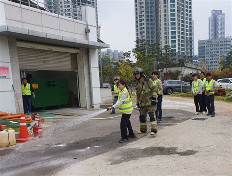 보도자료 인천시설공단 청라호수공원 유관기관 합동소방훈련 실시 내용 인천시설공단 홍보관