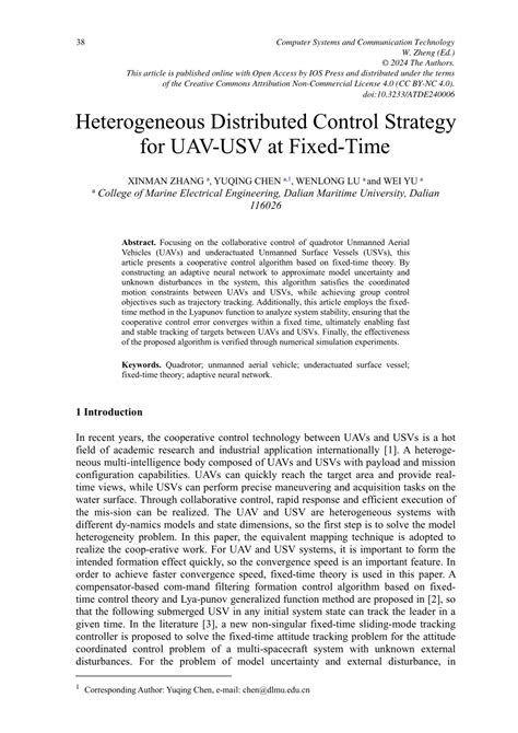 pdf heterogeneous distributed control strategy for uav usv at fixed time