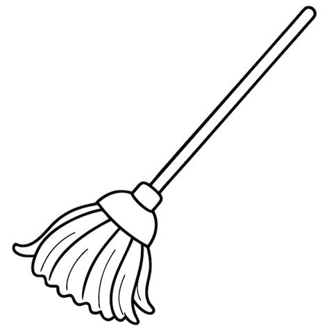 Mop Coloring Page Outline Coloring Book Page Line Art Drawing Premium