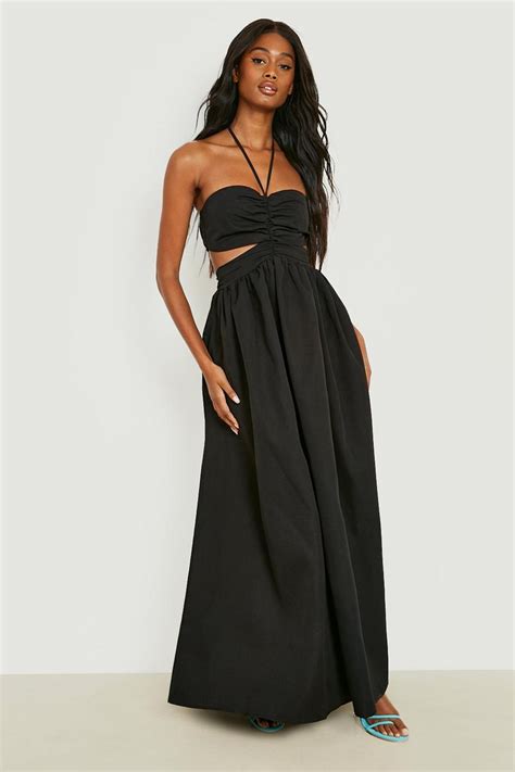 Strappy Halterneck Cut Out Maxi Dress Boohoo