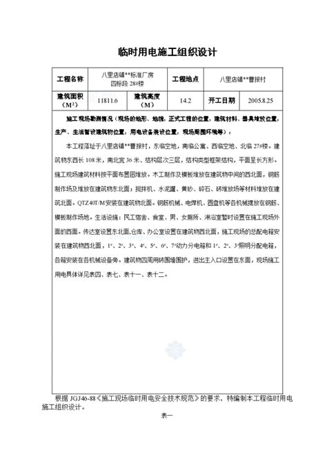 某工厂工程临时用电施工组 工业建筑 土木在线