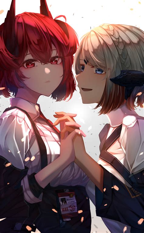 Safebooru 2girls Arknights Au Ra Avatar Ff14 Blue Eyes Fiammetta
