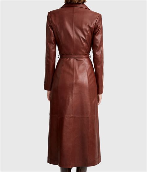 Emily Ratajkowski Brown Leather Trench Coat The Leather City