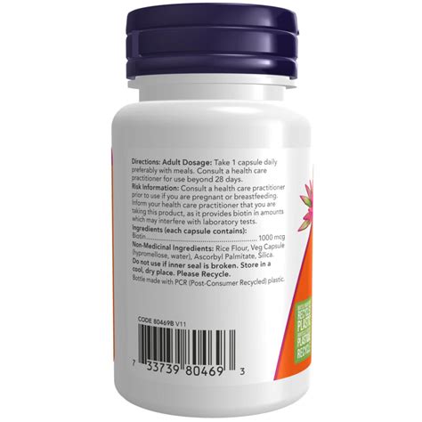 Biotin 1000 Mcg Capsules Now Foods Canada