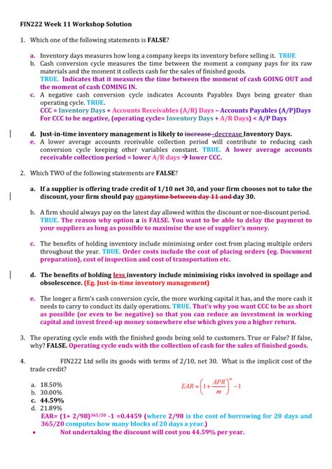 week 11 workshop solutions fin222 week 11 workshop solution 1 which