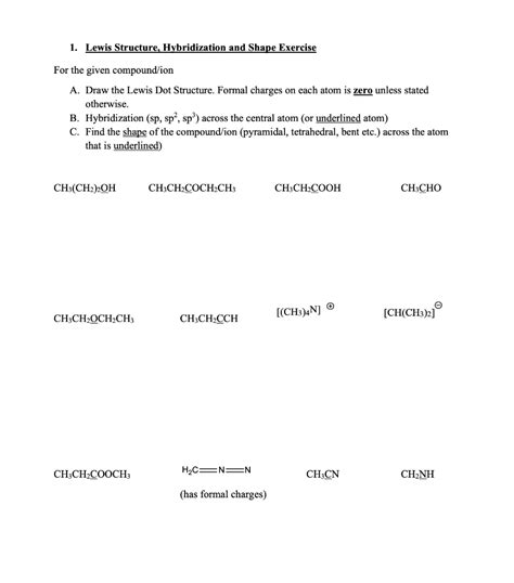 Solved Lewis Structure Hybridization And Shape Exercise Chegg