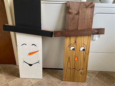 REVERSIBLE SNOWMAN SCARECROW Etsy