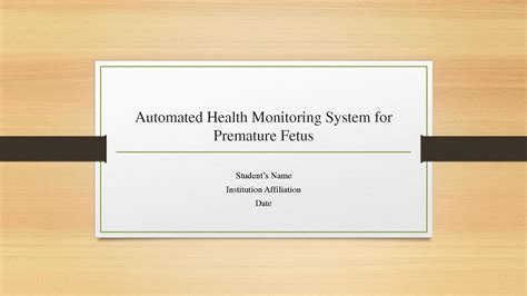 Solution Automated Health Monitoring System For Premature Fetus