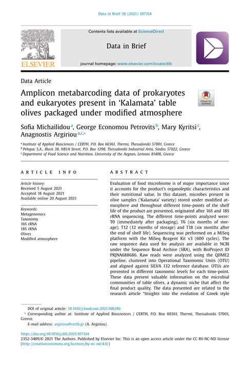 Pdf Amplicon Metabarcoding Data Of Prokaryotes And Eukaryotes Present