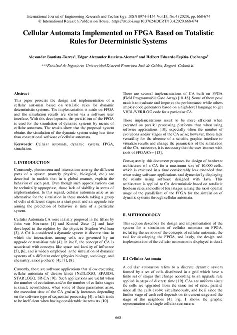 Pdf Cellular Automata Implemented On Fpga Based On Totalistic Rules