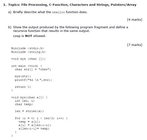 Solved 1 Topics File Processing C Function Characters