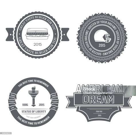 당신의 제품 또는 디자인 웹 및 모바일 응용 프로그램을 텍스트에 대 한 상징 요소의 국가 미국 영국 레이블 템플릿 스탬프 기호에 선 고립 된 아이콘 벡터 일러스트 레이 션