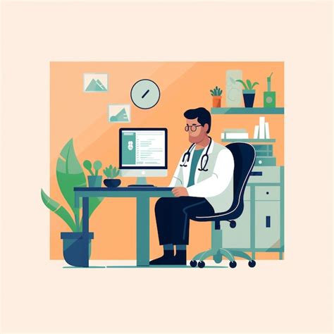 Premium Photo There Is A Man Sitting At A Desk With A Computer Generative Ai