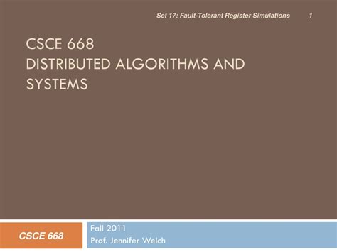 Ppt Csce 668 Distributed Algorithms And Systems Powerpoint
