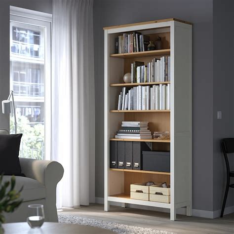 Hemnes Bookcase White Stain Light Brown 90x198 Cm Ikea