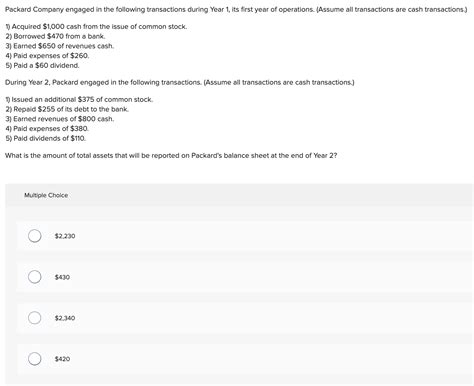 Solved Packard Company Engaged In The Following Transactions