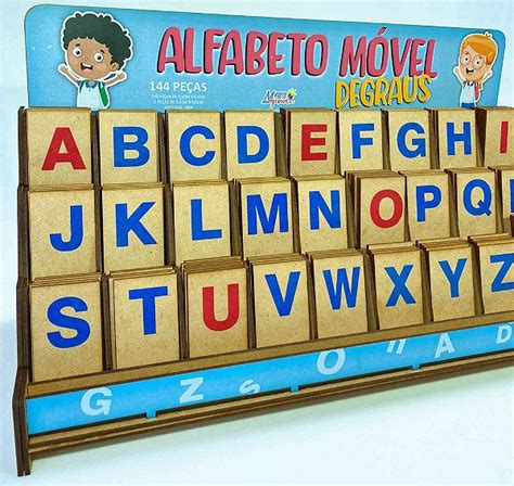 Brinquedo Educativo Alfabeto Móvel Degraus MDF Mega Impress MEGA