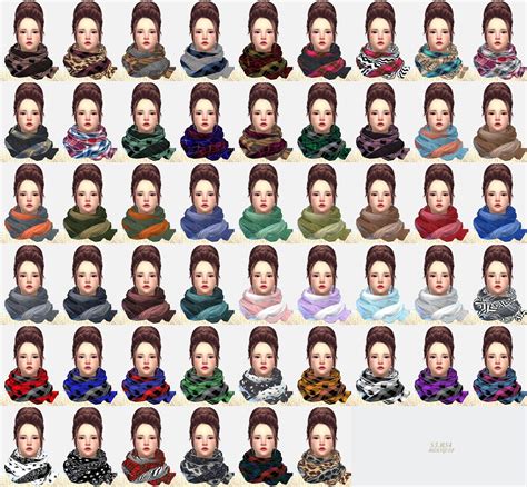 Female Two Tone Scarf 투톤 스카프 여자 목도리 Sims4 Marigold