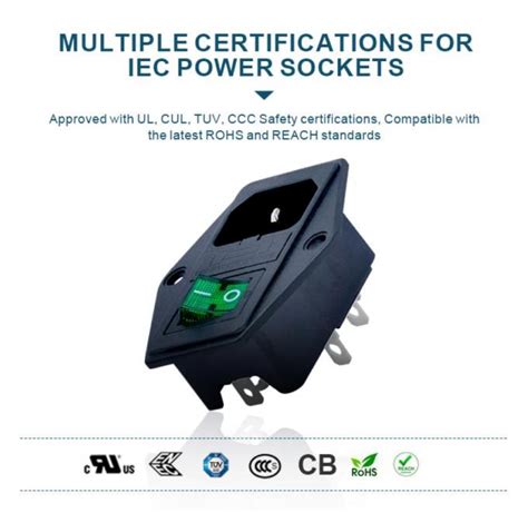 250v 15a Switch Power Socket Iec320 C14 Fuse Switch Socket 3 Pin