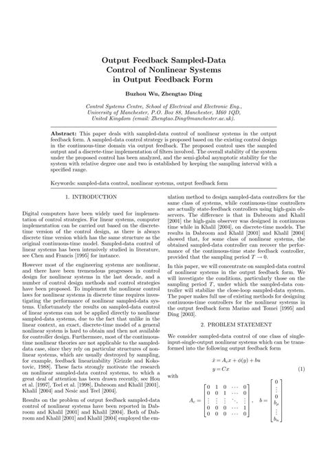Output Feedback Sampled Data Control Of Nonlinear Systems In