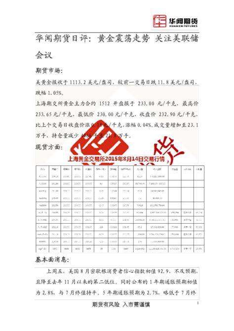 日评：黄金震荡走势 关注美联储会议