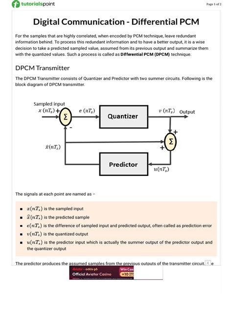 Digital Communication Differential Pcm Pdf Data Transmission