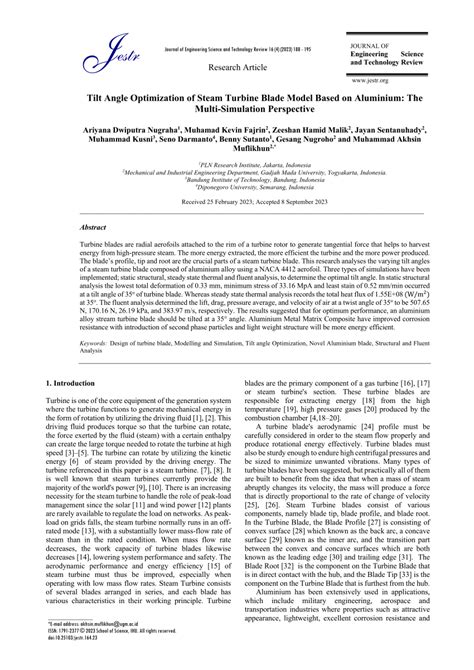 Pdf Tilt Angle Optimization Of Steam Turbine Blade Model Based On