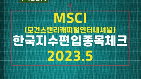 Msci 한국지수 편입 종목 움직임을 체크해보자 Youtube