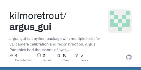 GitHub Kilmoretrout Argus Gui Argus Gui Is A Python Package With Multiple Tools For D Camera