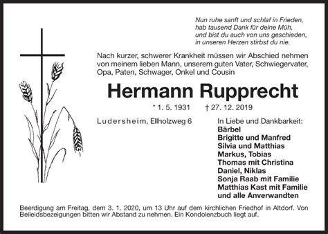Traueranzeigen Von Hermann Rupprecht N Land