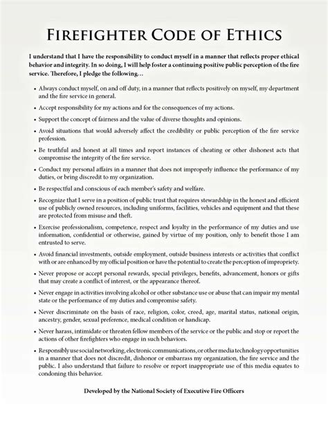 Firefighter Code Of Ethics Southern Valley Fire Rescue