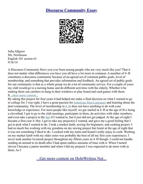 PPT Discourse Community Essay Example PowerPoint Presentation Free