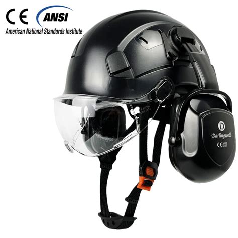 Darlingwell 엔지니어 바이저 귀마개용 고글 장착 건설 안전 헬멧 Ce En397 Abs 하드 햇 경량 Ansi
