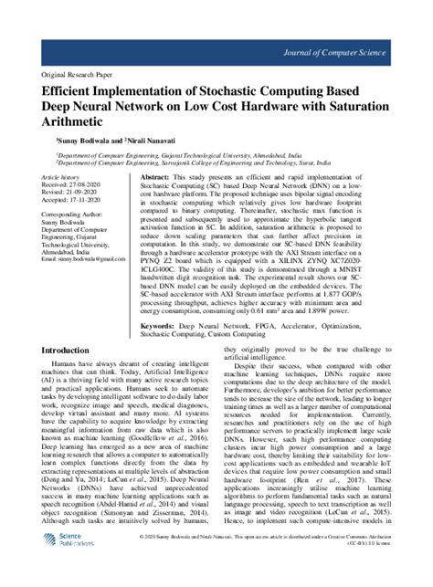 Pdf Efficient Implementation Of Stochastic Computing Based Deep Neural Network On Low Cost