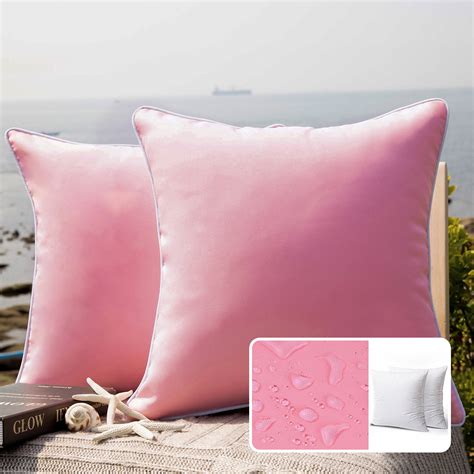 Phantoscope Outdoor Waterproof Decorative Throw Pillow 18 X 18 Pink