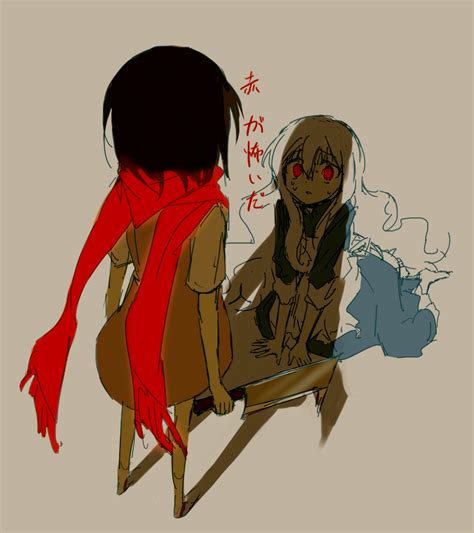 Safebooru 2girls Aaniko Apron Arm Support Black Hair Blue Dress